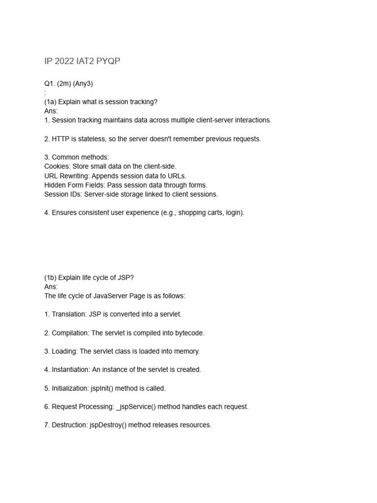 Ip 2022 Iat2 Pyqp | PDF | Ajax (Programming) | Rich Internet Application