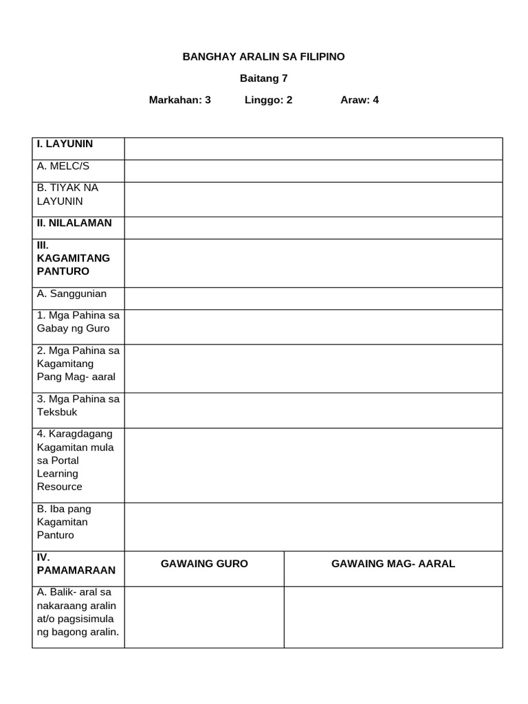 DLP Format - Filipino 9 | PDF