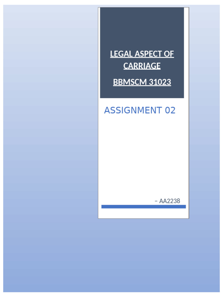 Legal Aspect of Carriage Assignment 02 | PDF | Legal Liability ...