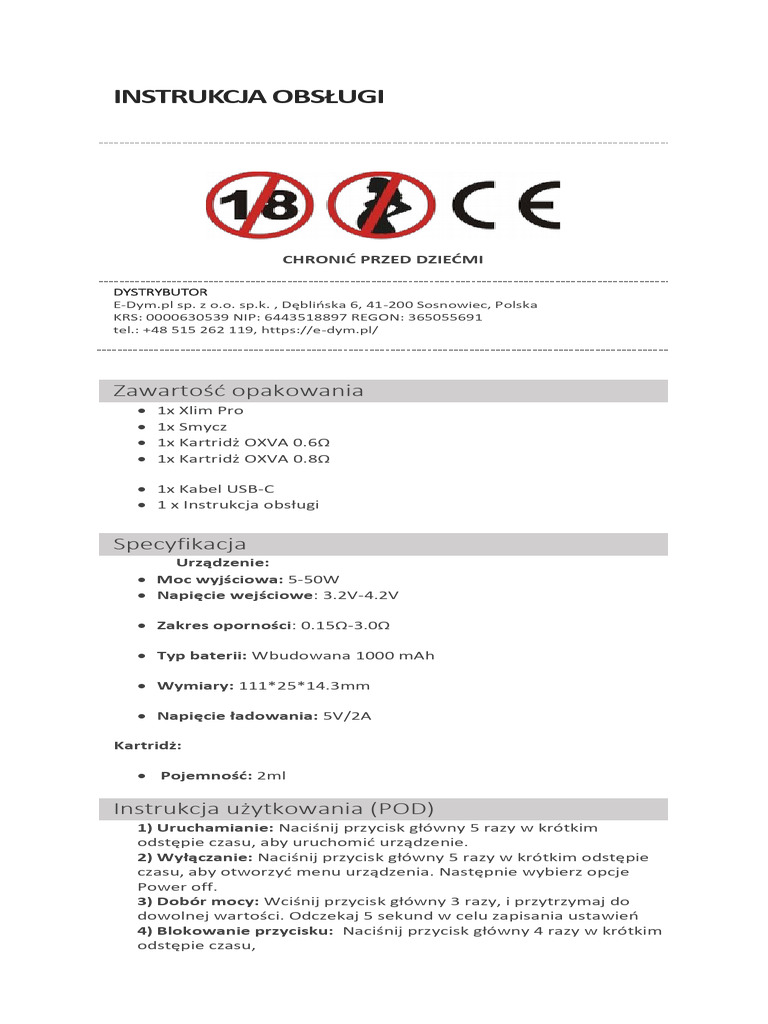 Oxva Xlim Pro-1 | PDF