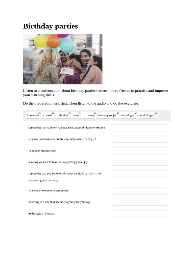 Birthday Party Planning Discussion | PDF