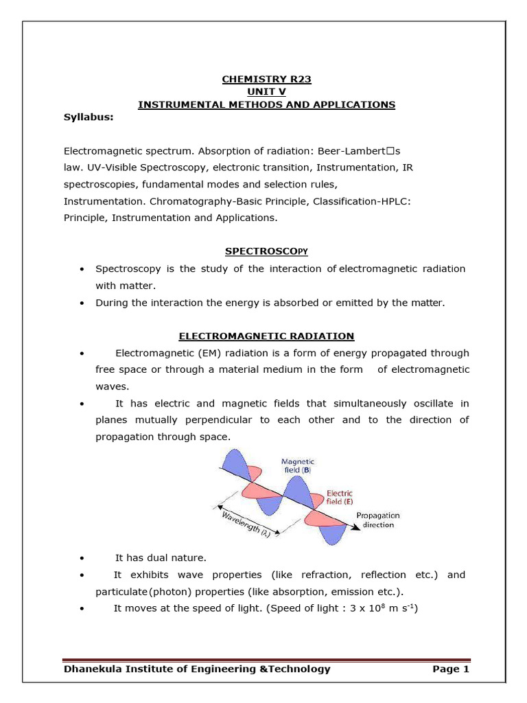 UNIT-5 Instrumental Methods & Applications | PDF | Electromagnetic ...