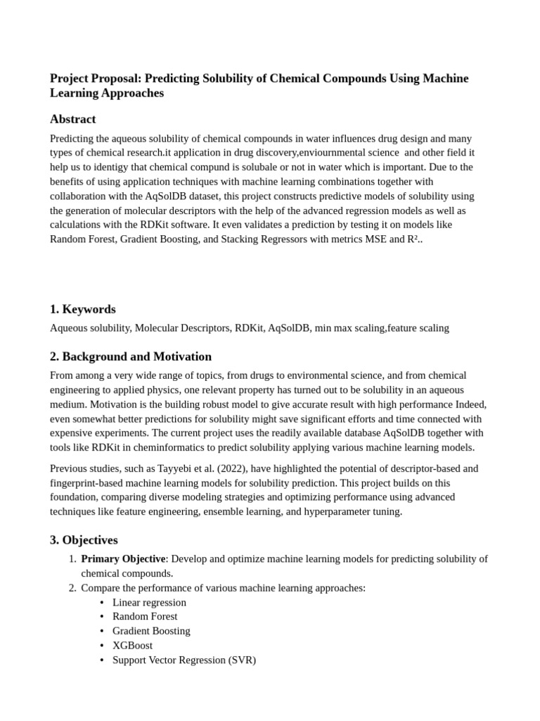 Machine Learning for Solubility Prediction | PDF | Regression Analysis | Machine Learning