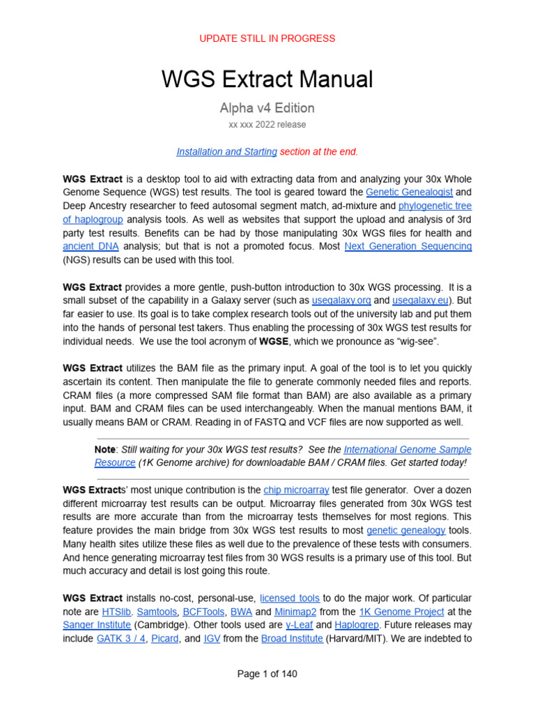 WGS Extract Manual Alpha v4 | PDF | Whole Genome Sequencing | Computer File