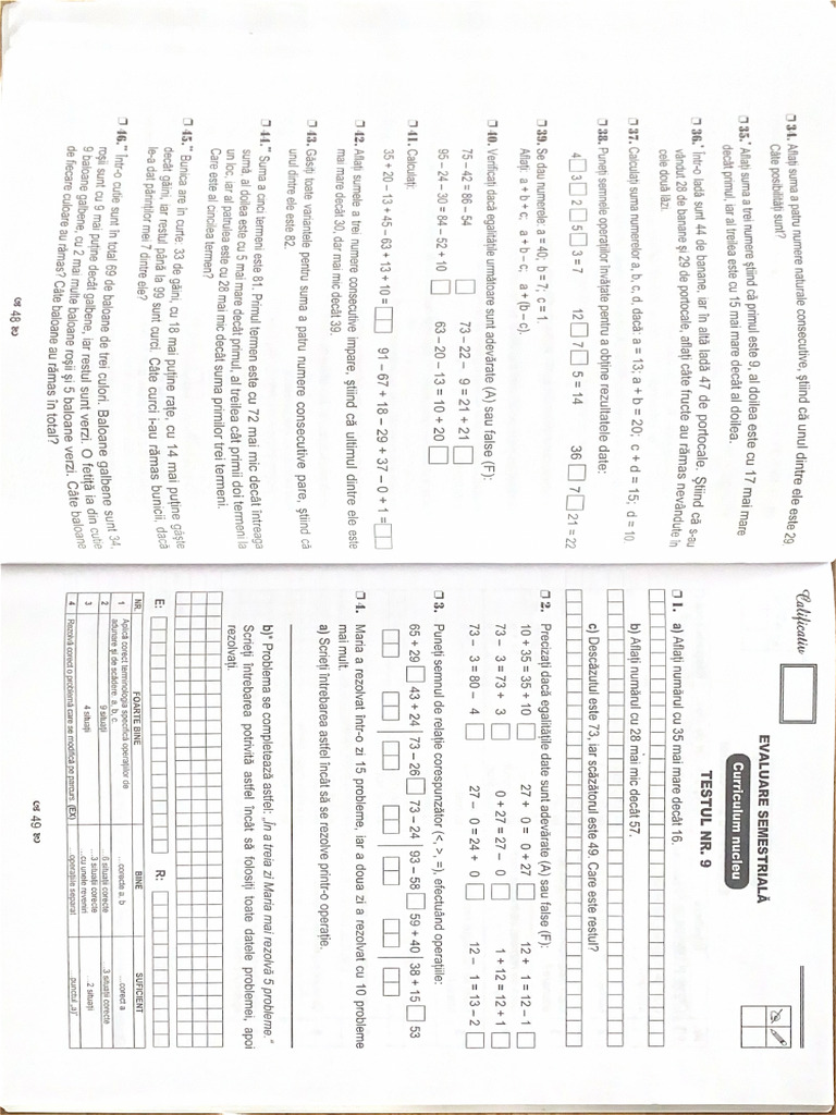 Culegere Matematica Clasa 2 Pag 48-49 | PDF