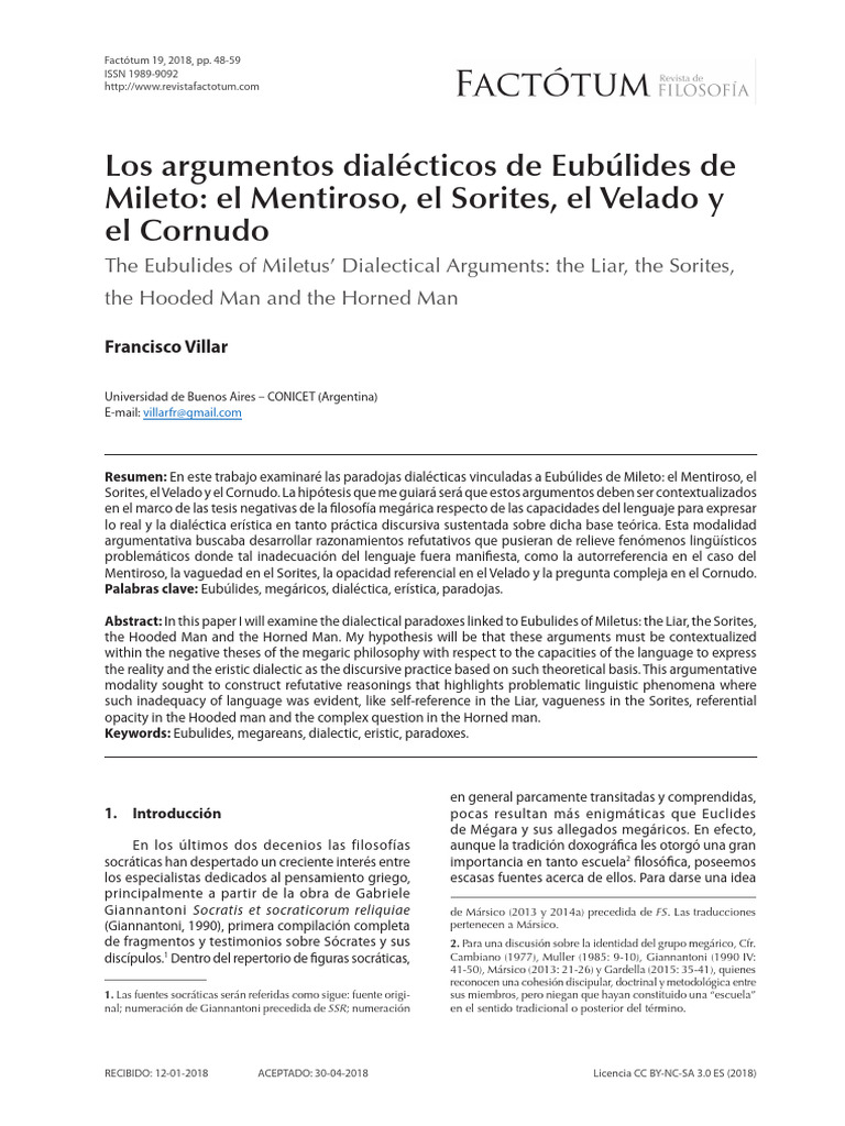 Villar, Francisco. (2018) - Los Argumentos Dialécticos de Eubúlides de ...