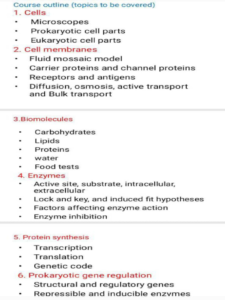 Klaus - Biology Course Outline | PDF
