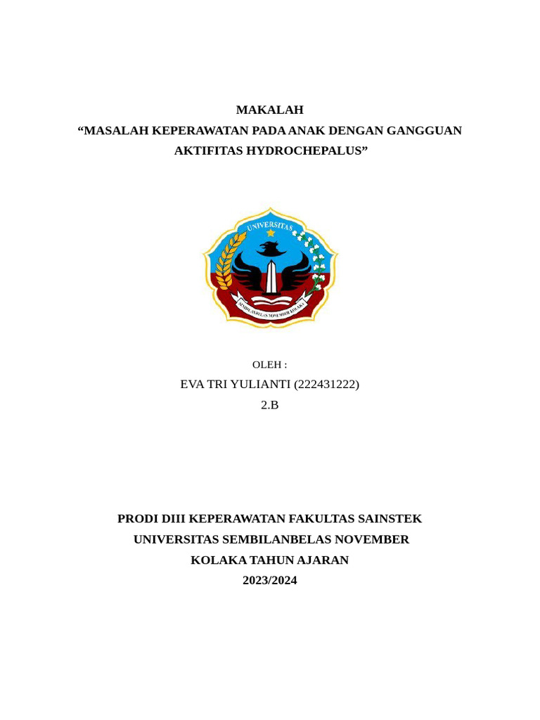 Makalah Hydrochepalus (Eva Tri Yulianti) | PDF