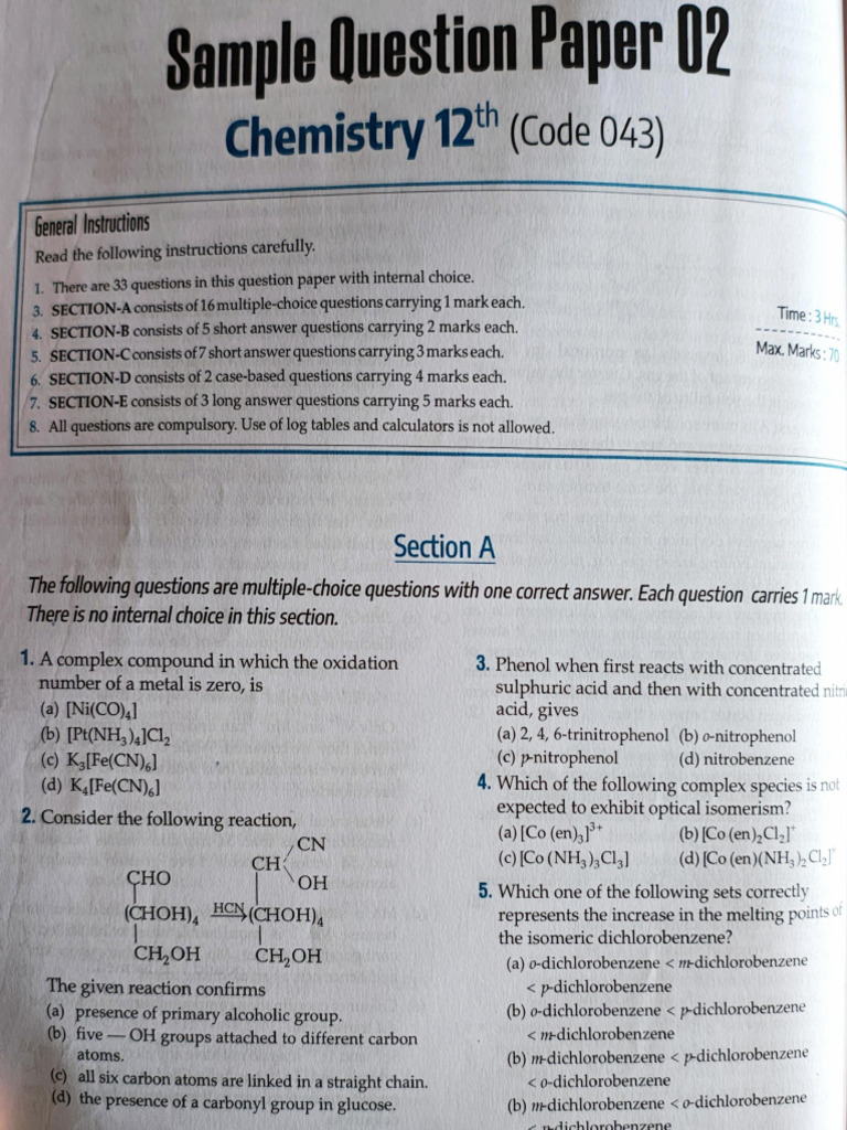 chem sample paper -2 2024 2025 | PDF | Molecules | Sets Of Chemical Elements