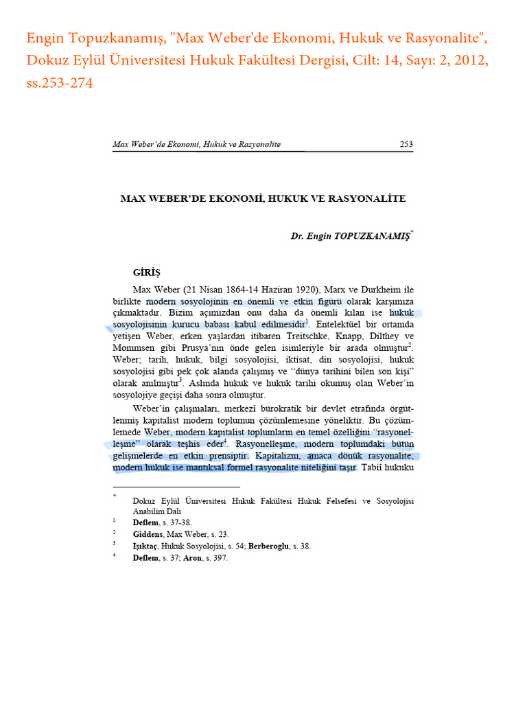 (9)max weber:ekon.hukuk.rasyonelite | PDF