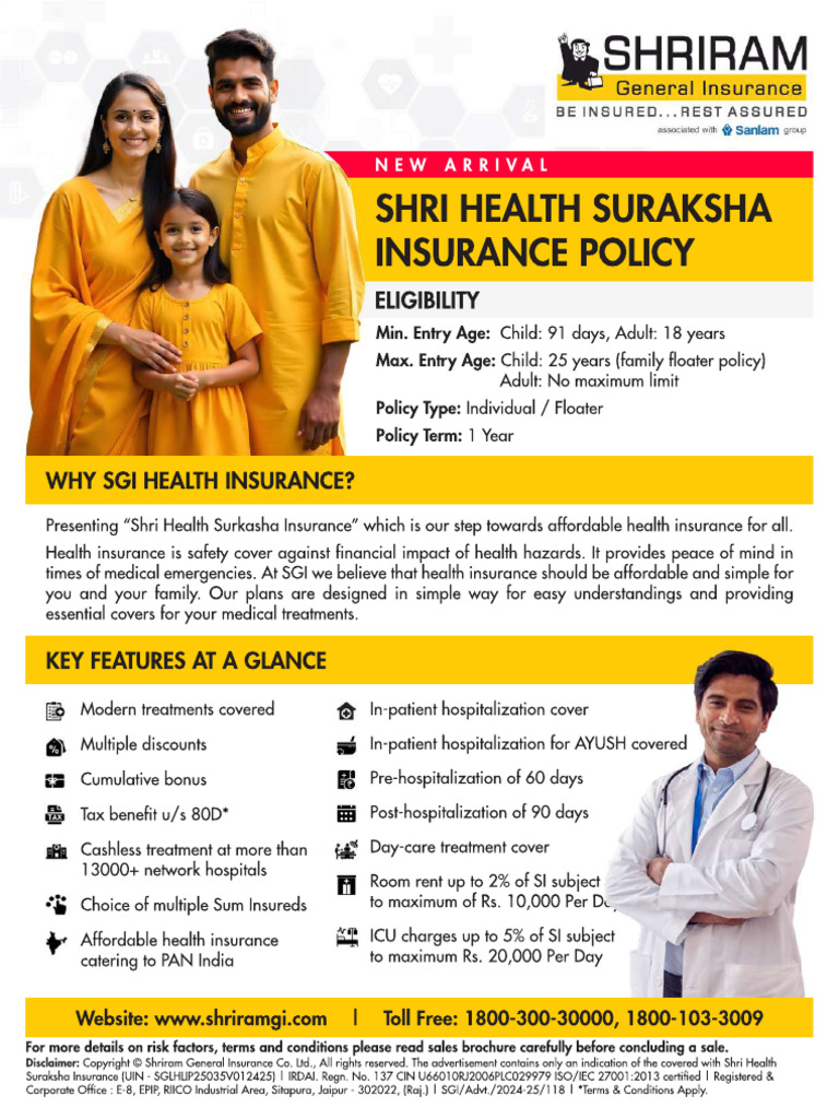 Shri Health Suraksha Insurance One Pager | PDF