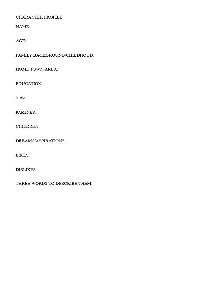 BASIC Character Profile Template | PDF