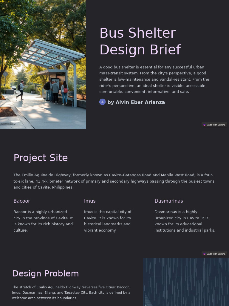 Bus Shelter Design Brief Overview | PDF | Transport