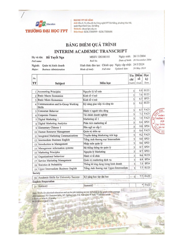Academic Transcript | PDF