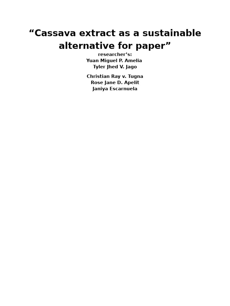 Sustainable Paper from Cassava | PDF