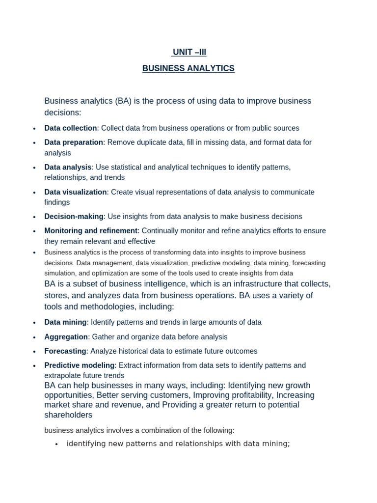 BI Unit 3 | PDF | Analytics | Predictive Analytics
