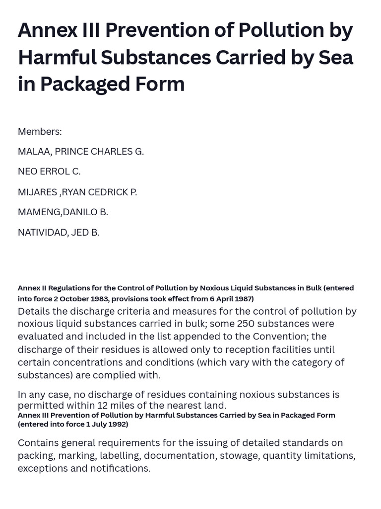 Marine Pollution Prevention Guidelines | PDF | Dangerous Goods ...