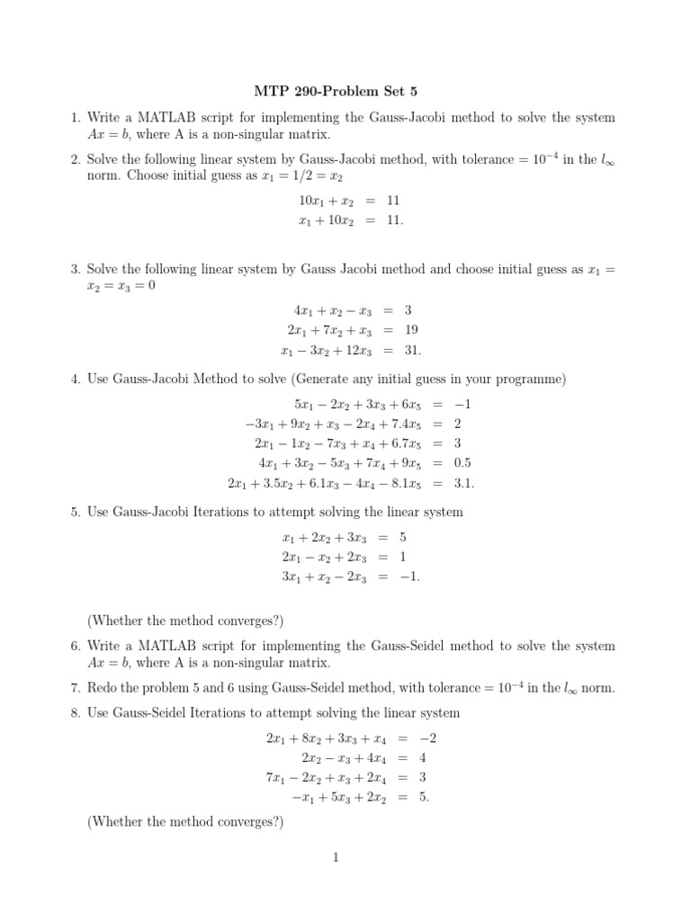 MTP290 Tut5 | PDF | System Of Linear Equations | Algorithms