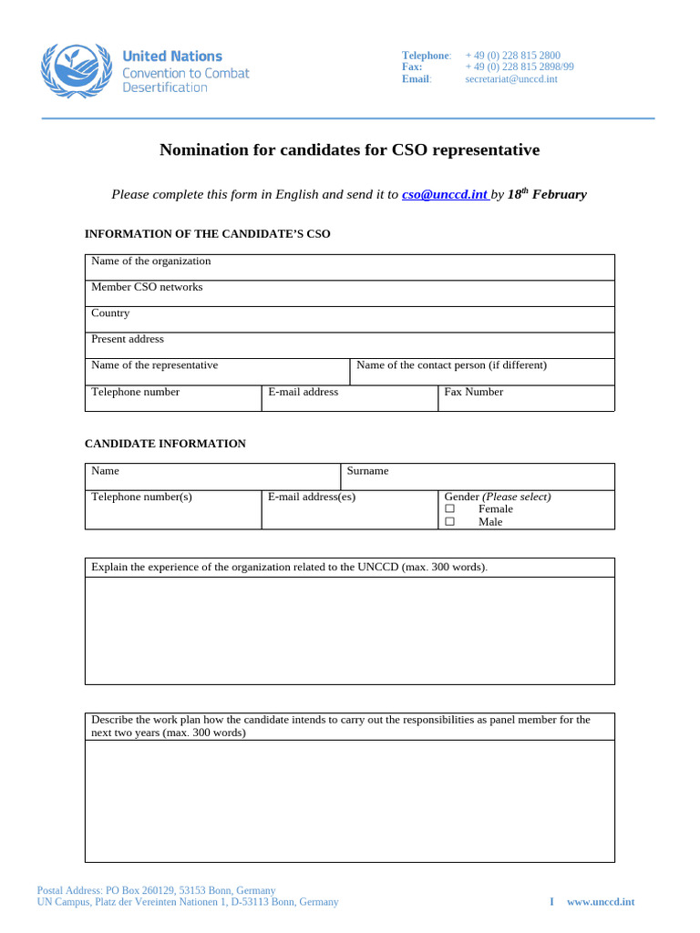 Nomination Form CSO Panel | PDF