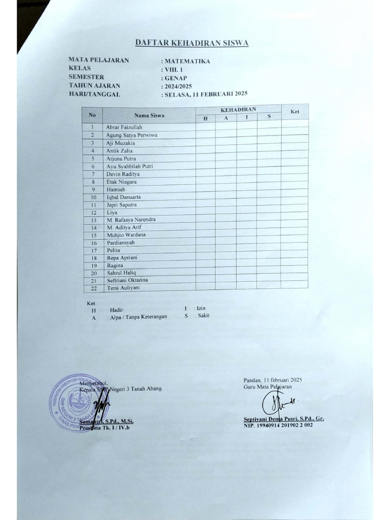 Contoh Absensi | PDF