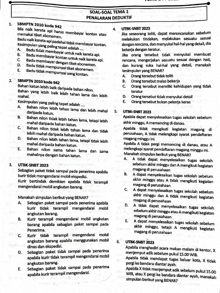 PU Deduktif Latsol UTBK | PDF