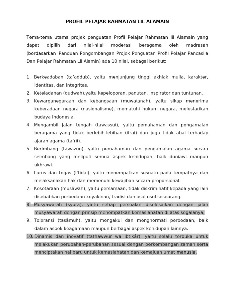 Profil Pelajar Rahmatan Lil Alamain - 100840 | PDF