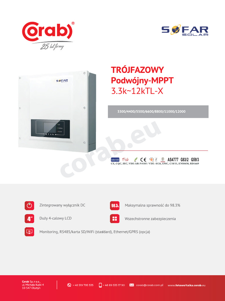 SOFAR-3.3k-12kTL-X1 | PDF