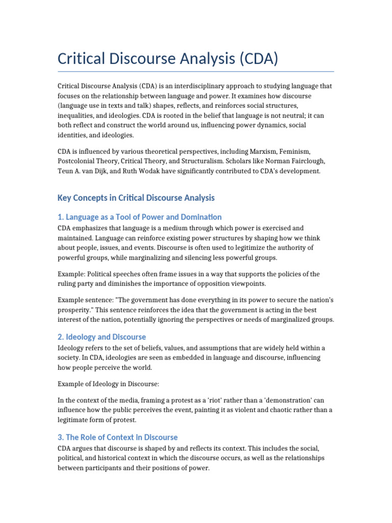 Understanding Critical Discourse Analysis | PDF | Social Psychology ...
