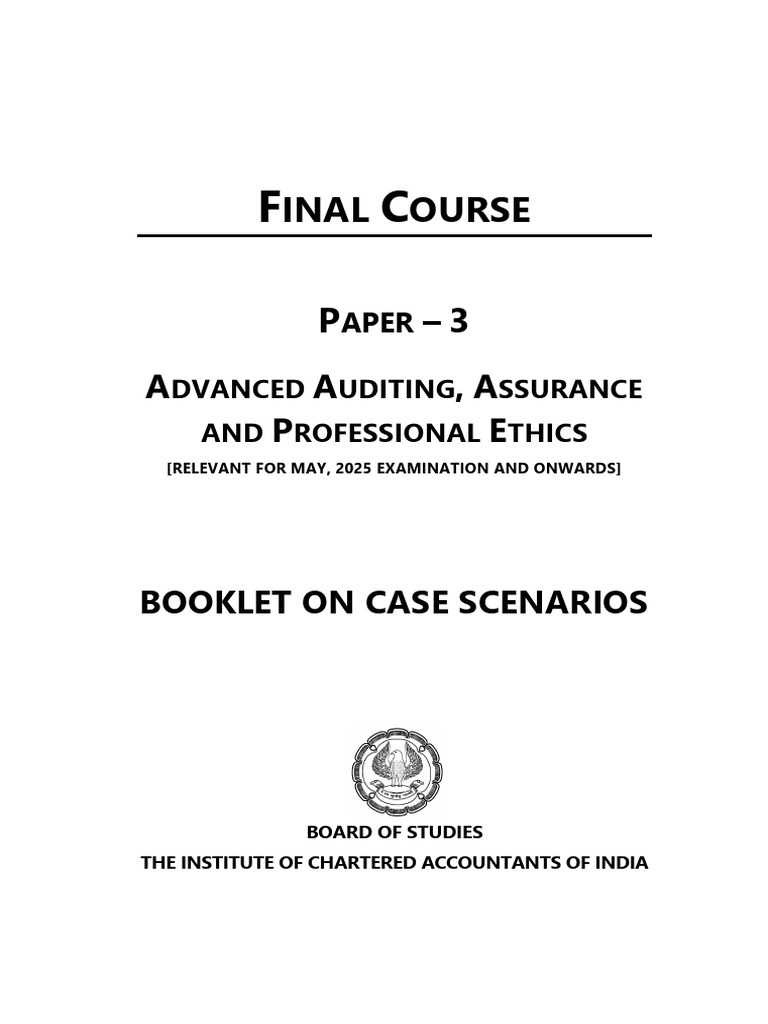 Audit Case Scenarios 2025 MCQ Booket by ICAI | PDF | Auditor's Report | Audit