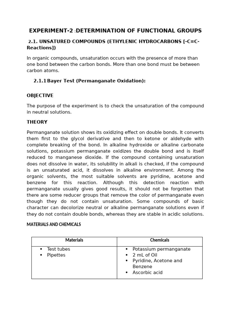 NUT112 - EXPERIMENT 2-Det. Func Groups | PDF | Aldehyde | Materials