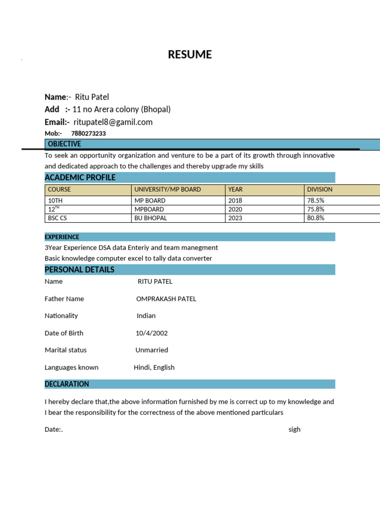 Ritu Patel Resum | PDF