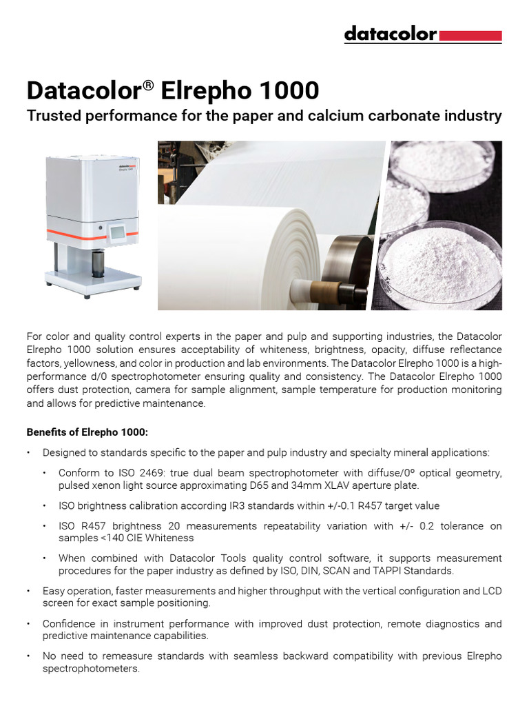 Elrepho Specsheet EN 18072024 | PDF | Spectrophotometry | Paper