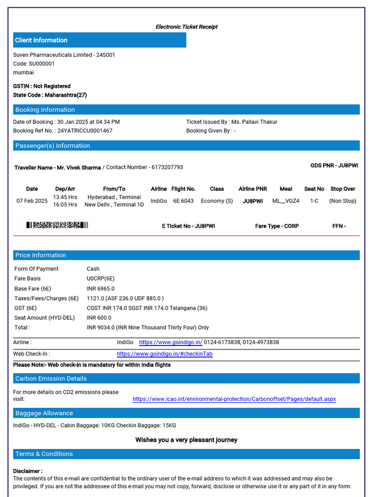 Mr. Vivek Sharma RTC | PDF | Airlines | Civil Aviation