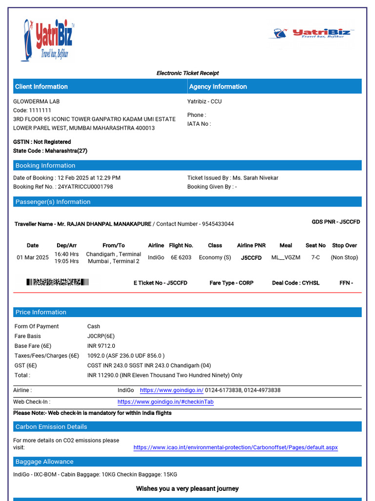 Mr. RAJAN DHANPAL MANAKAPURE + 2 RTC | PDF | Airlines | Aviation