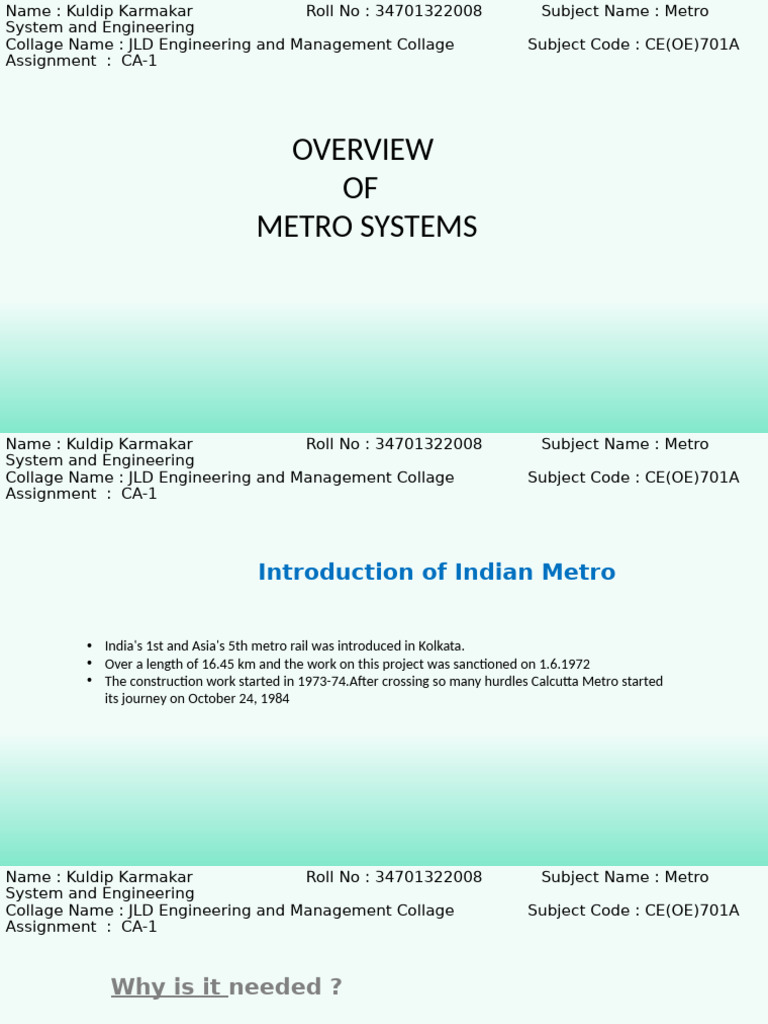 Overview of India's Metro Systems | PDF | Rapid Transit | Transport