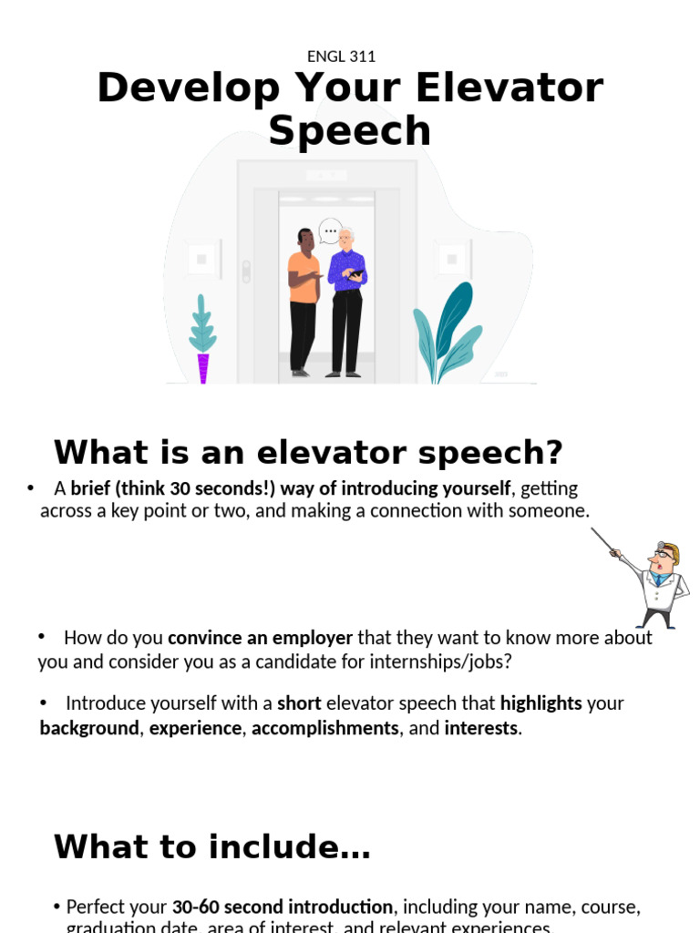 Develop Your Elevator Speech | PDF | Cognition