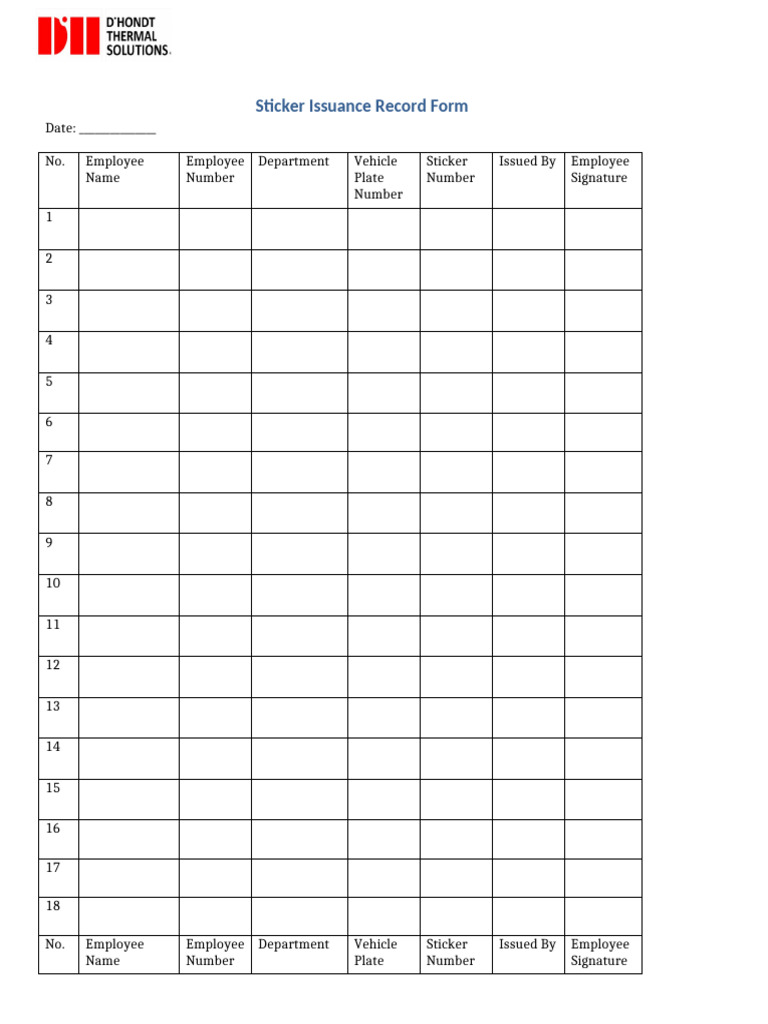 Sticker Issuance Record | PDF