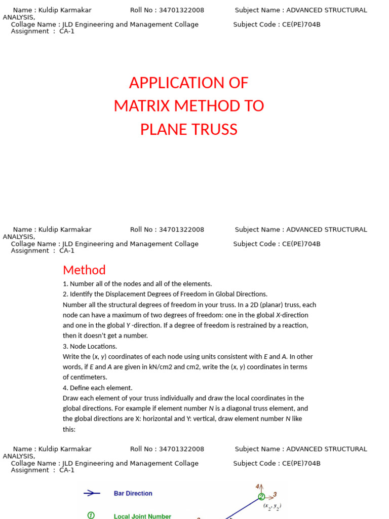 Advanced Structural Analysis | PDF | Matrix (Mathematics) | Truss