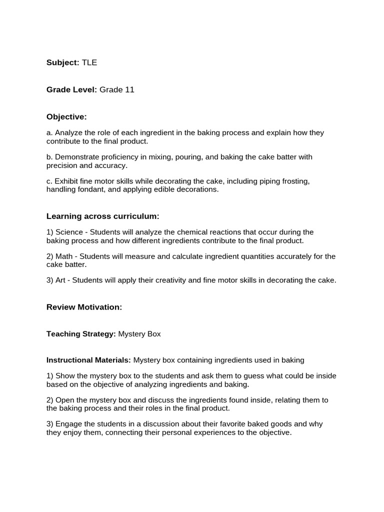lesson_plan (1) | PDF | Cakes | Baking