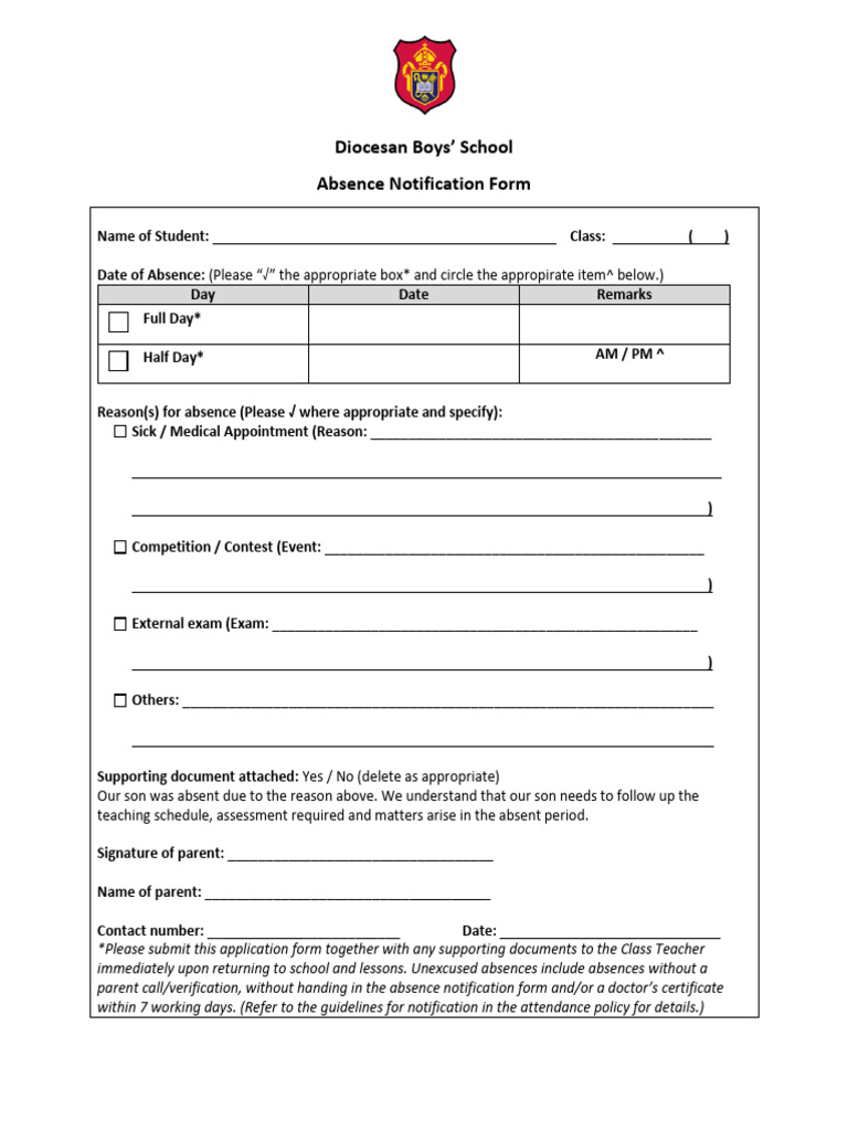 Absence Notification Form | PDF