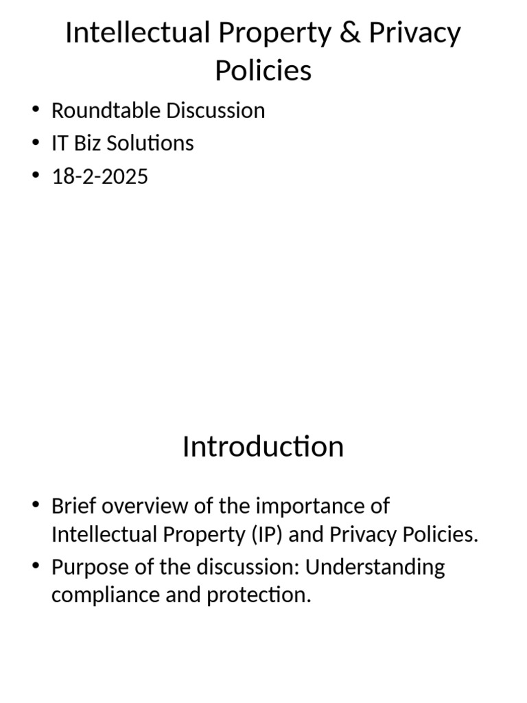 IP Privacy Policies Presentation | PDF | Intellectual Property | Privacy