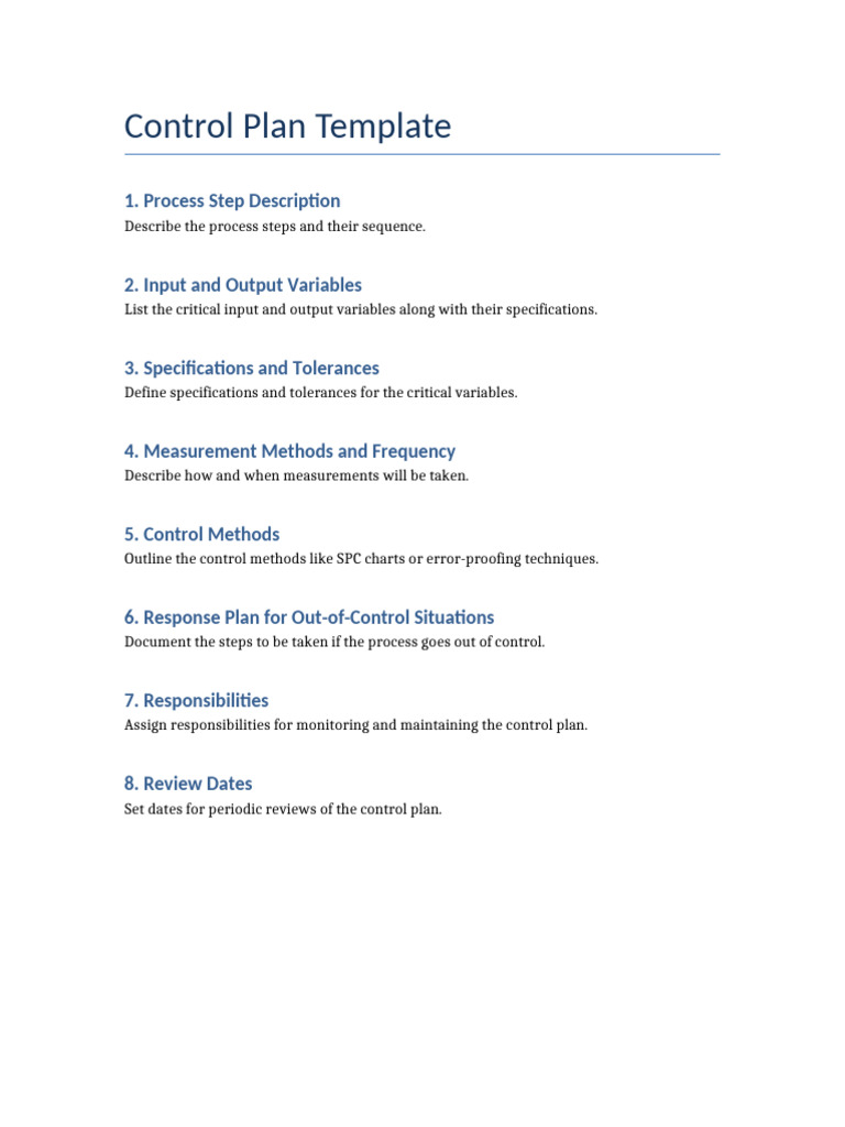 Control Plan Template | PDF