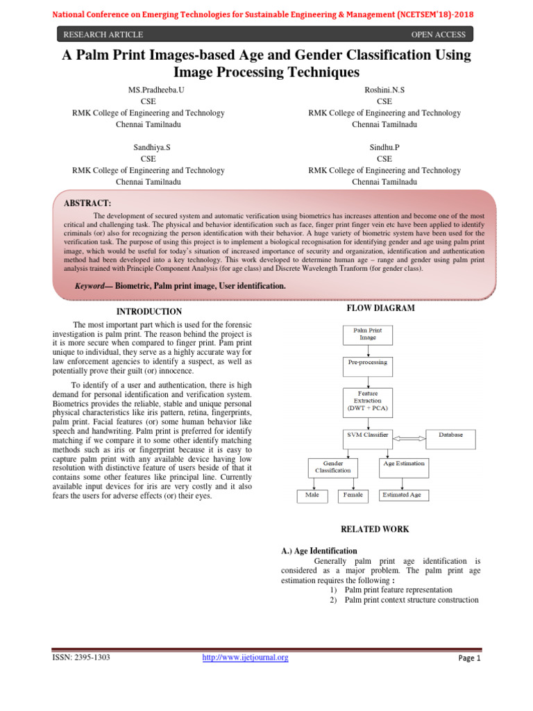 Palm Print Images-based Age and Gender Classification | PDF | Principal ...