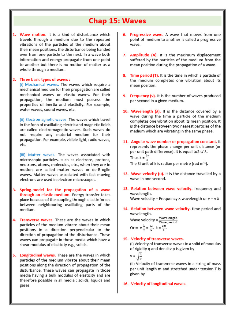 Chap 15: Waves | PDF | Waves | Wavelength