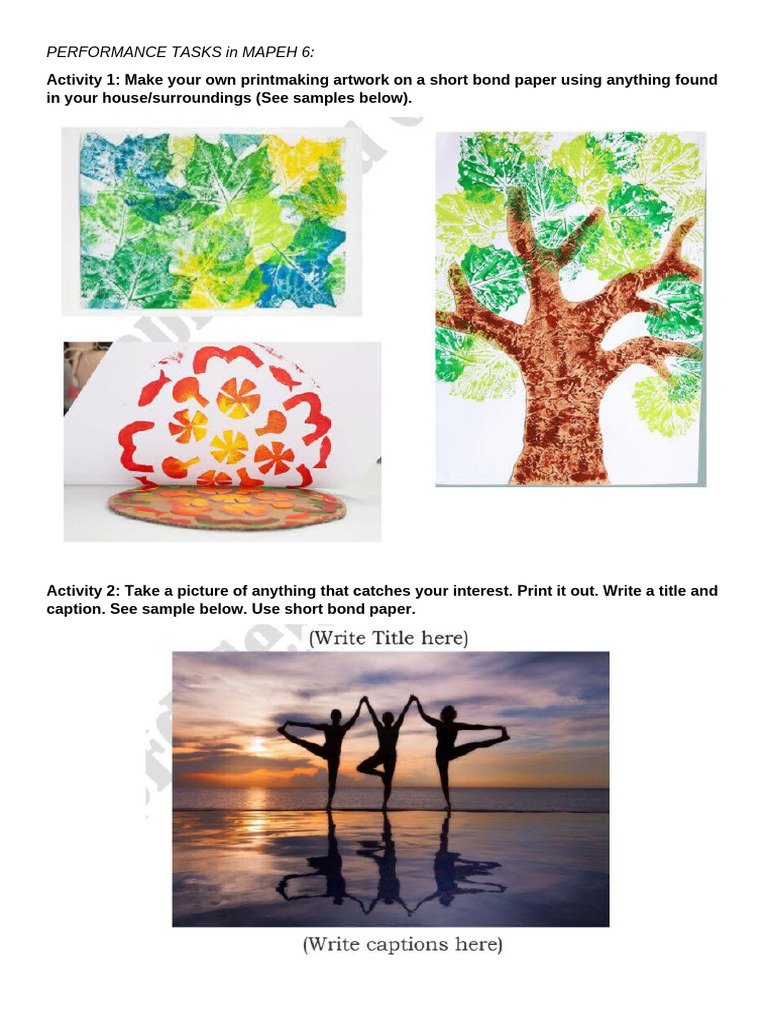 MAPEH 6 Creative Performance Tasks | PDF