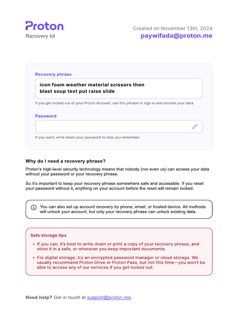 Proton Account Recovery Guide | PDF