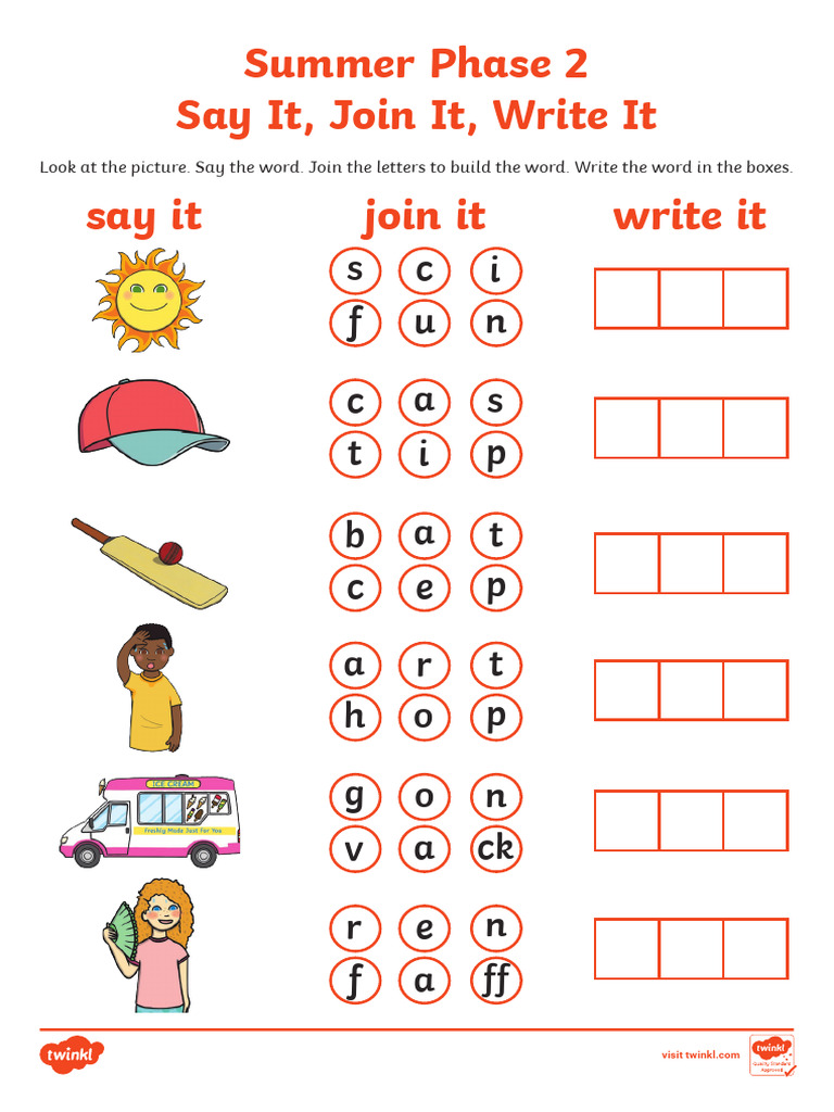 T e 2553162 Summer Phase 2 Say It Join It Write It Activity Ver 3 | PDF