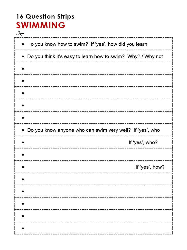 Swimming Speaking Practice Questions | PDF | Swimming