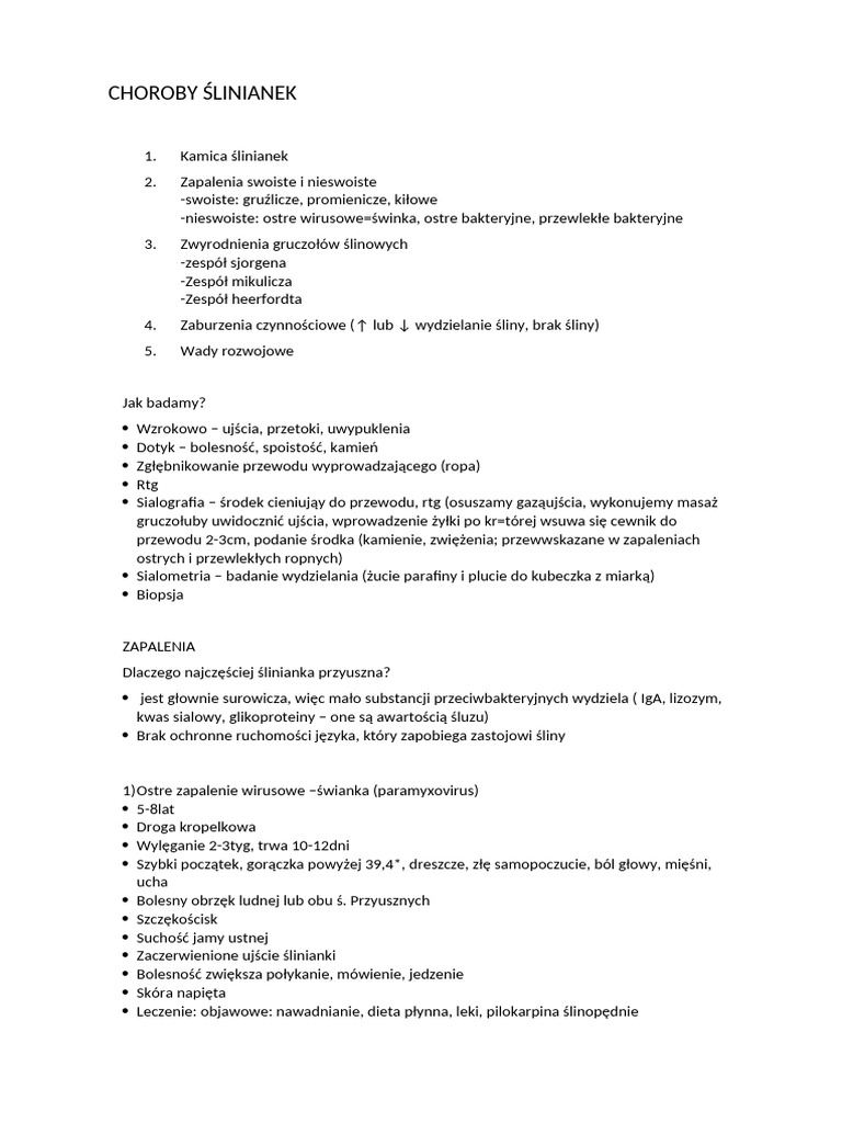 Choroby Ślinianek | PDF