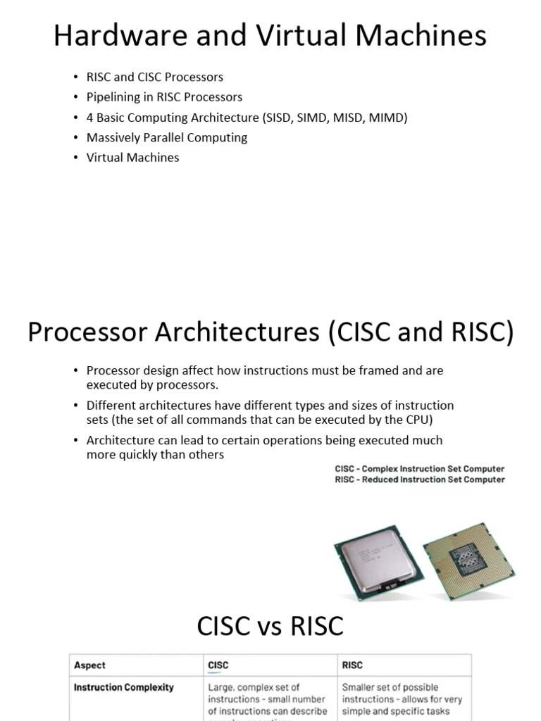 Understanding RISC, CISC, and VM Architectures | PDF | Central Processing Unit | Computer Hardware
